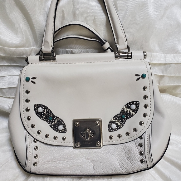 Coach | Bags | Coach Western Drifter In Chalk Leather With Rivet ...